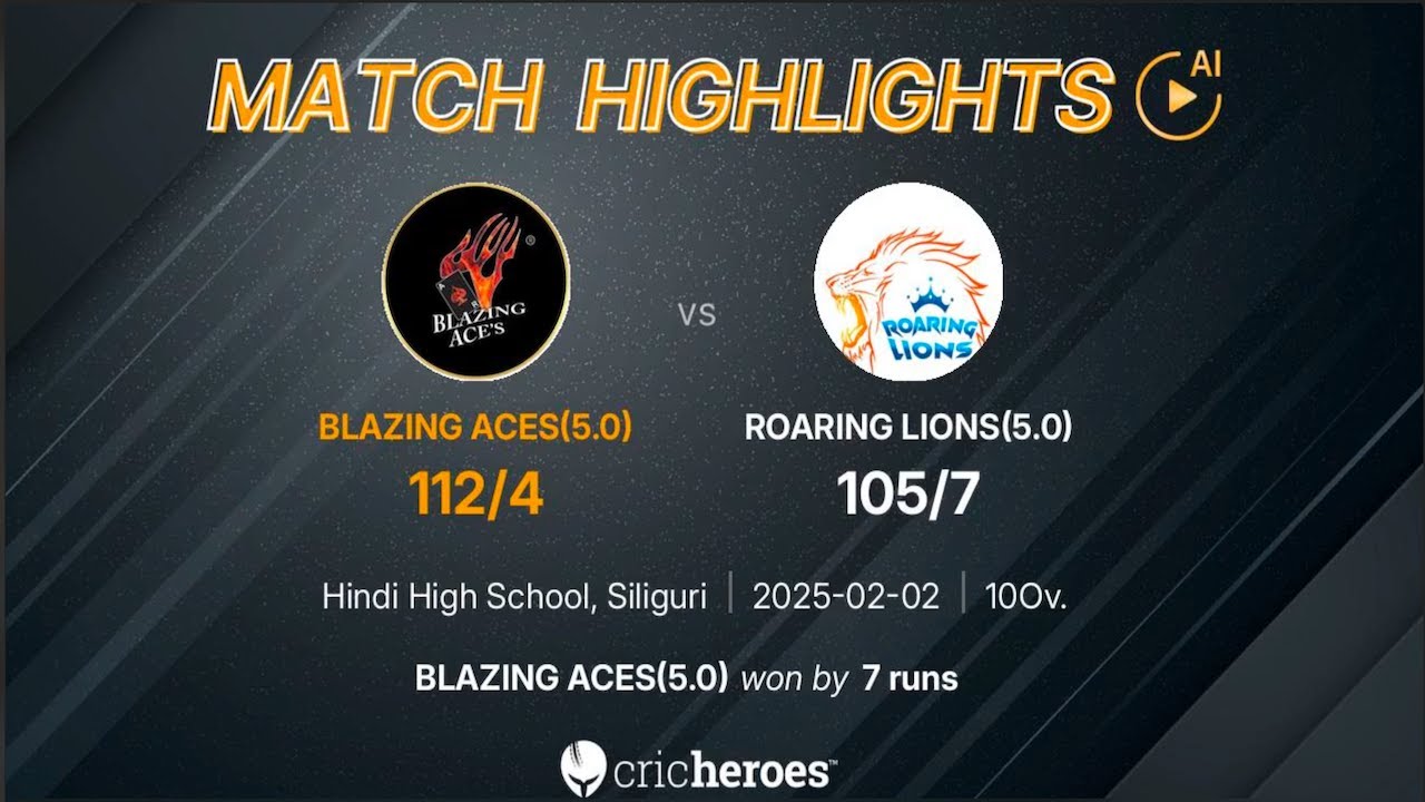 LDPL 5.0 MATCH HIGHLIGHTS BLAZING ACES VS ROARING LIONS#cricheroes ...