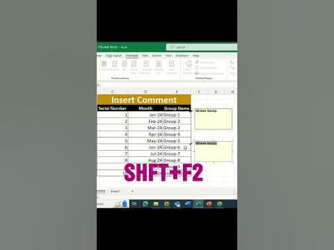 Insert Comment Shortcut in Excel | #excel #exceltips #exceltricks #excel101 - YouTube