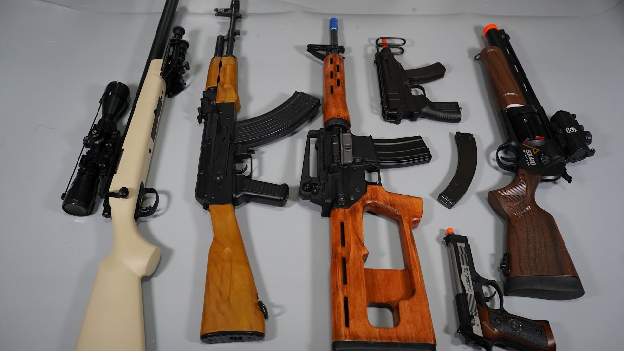 AK47 and Wood M16 or M4? Airsoft Toy Gun Nerf Gun - M40 Sniper Rifle ...