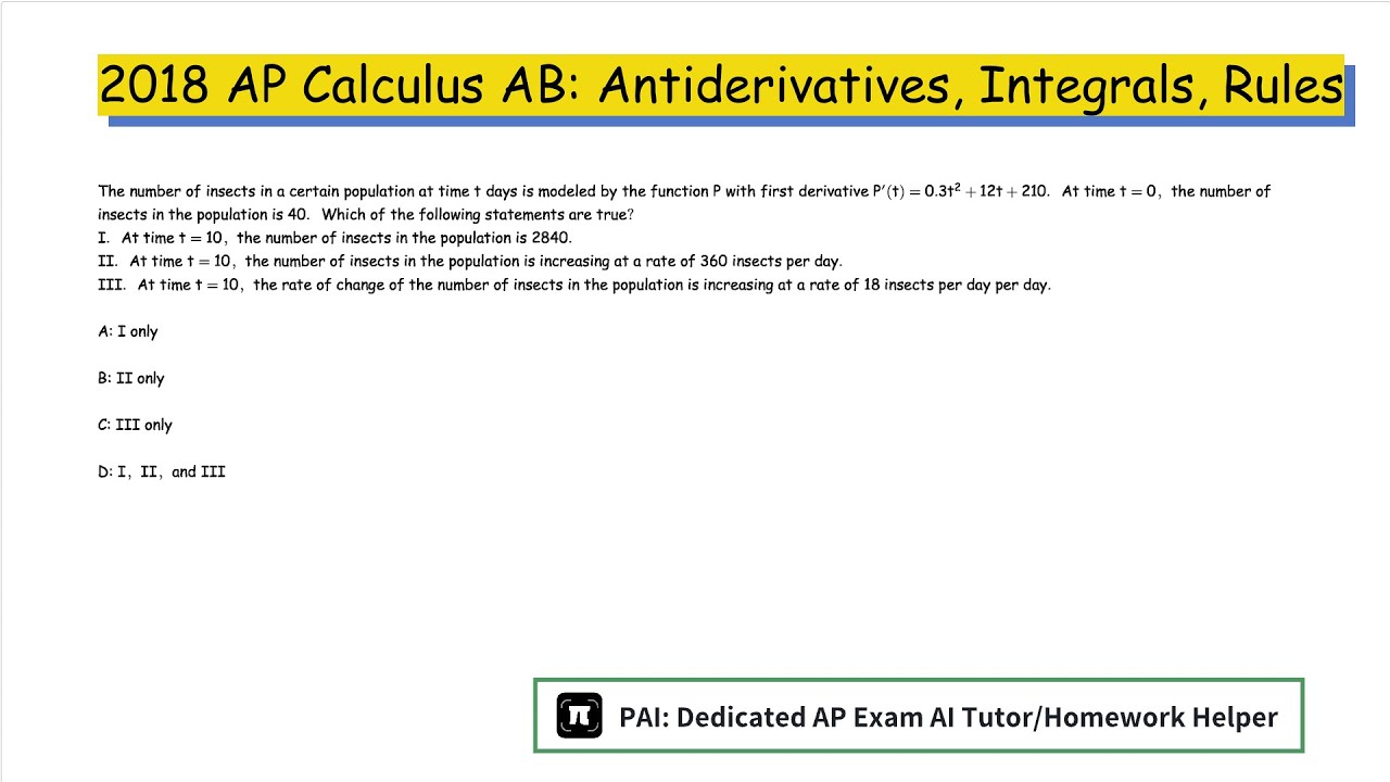 2018 AP Calculus AB:Finding Antiderivatives and Indefinite Integrals ...