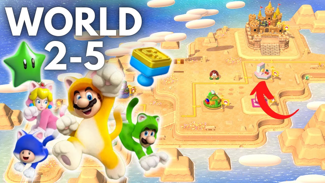 Super Mario 3D World 2-5 Double Cherry Pass ALL Green Stars & Stamp ...
