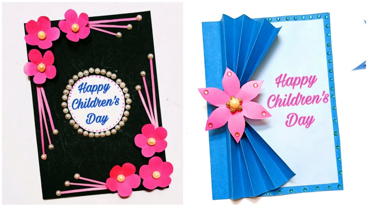 2 easy Children's day card for school competition | simple Kids craft ...