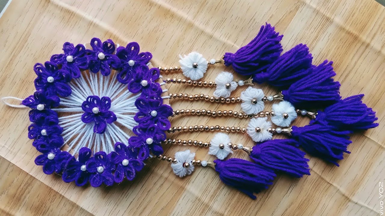 Diy Easy Woolen Flower Wall Hanging Craft Ideashandmade Craft Ideas Youtube