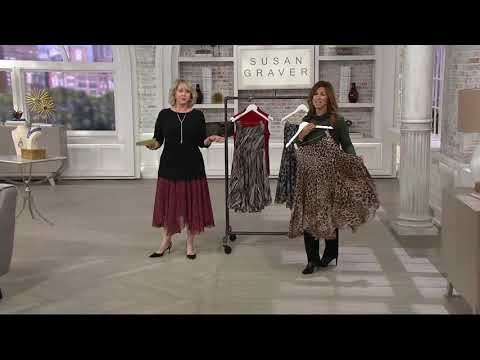 Susan Graver Printed Sheer Chiffon Fully Lined Skirt on QVC