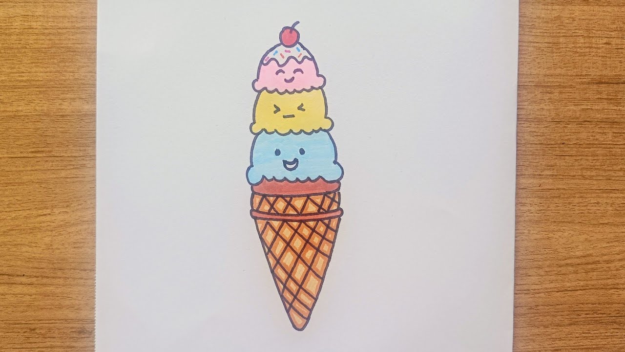 How to Draw an Ice Cream Cone | Easy and Cute Drawing for Kids - YouTube
