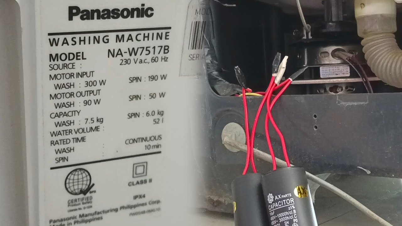 Capacitor Replacement, PANASONIC Washing Machine. - YouTube