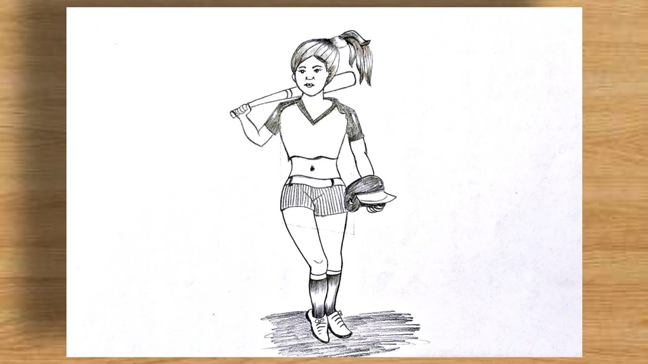 Softball Player Drawing