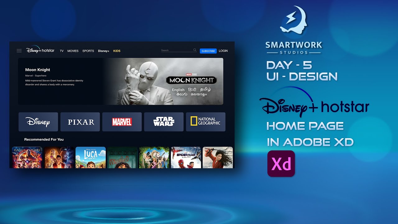 Day 5 Disney+ Hotstar Landing page Design | Adobe XD | UI Design ...