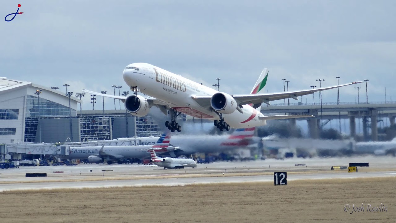 Emirates 777-300ER departs DFW for DXB (2/2018) - YouTube