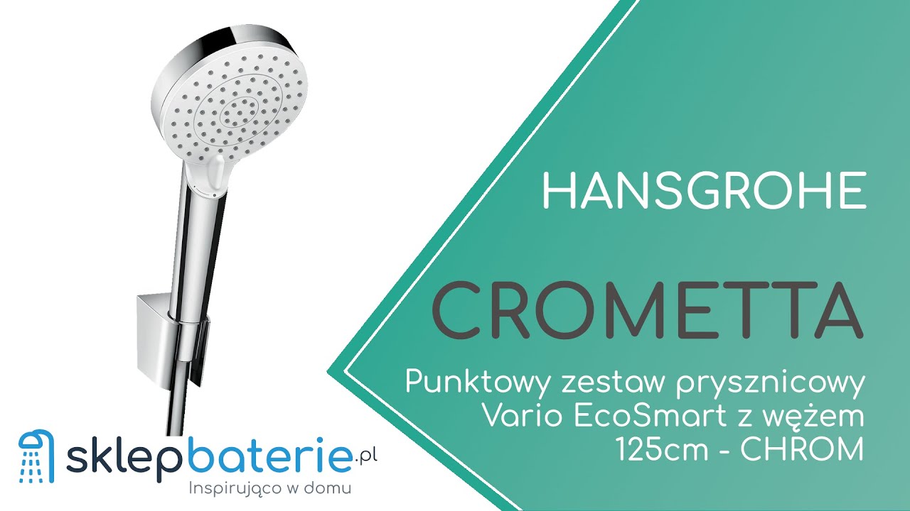 Zestaw prysznicowy Chrom/Biały Vario EcoSmart wąż 125 cm Crometta ...