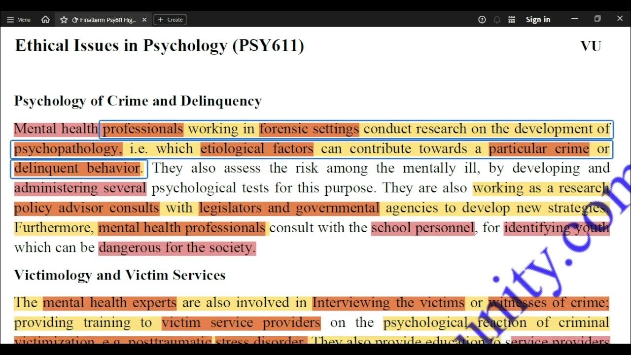 PSY611 Ethical Issues in Psychology Short Lesson 32 | PSY611 Midterm ...