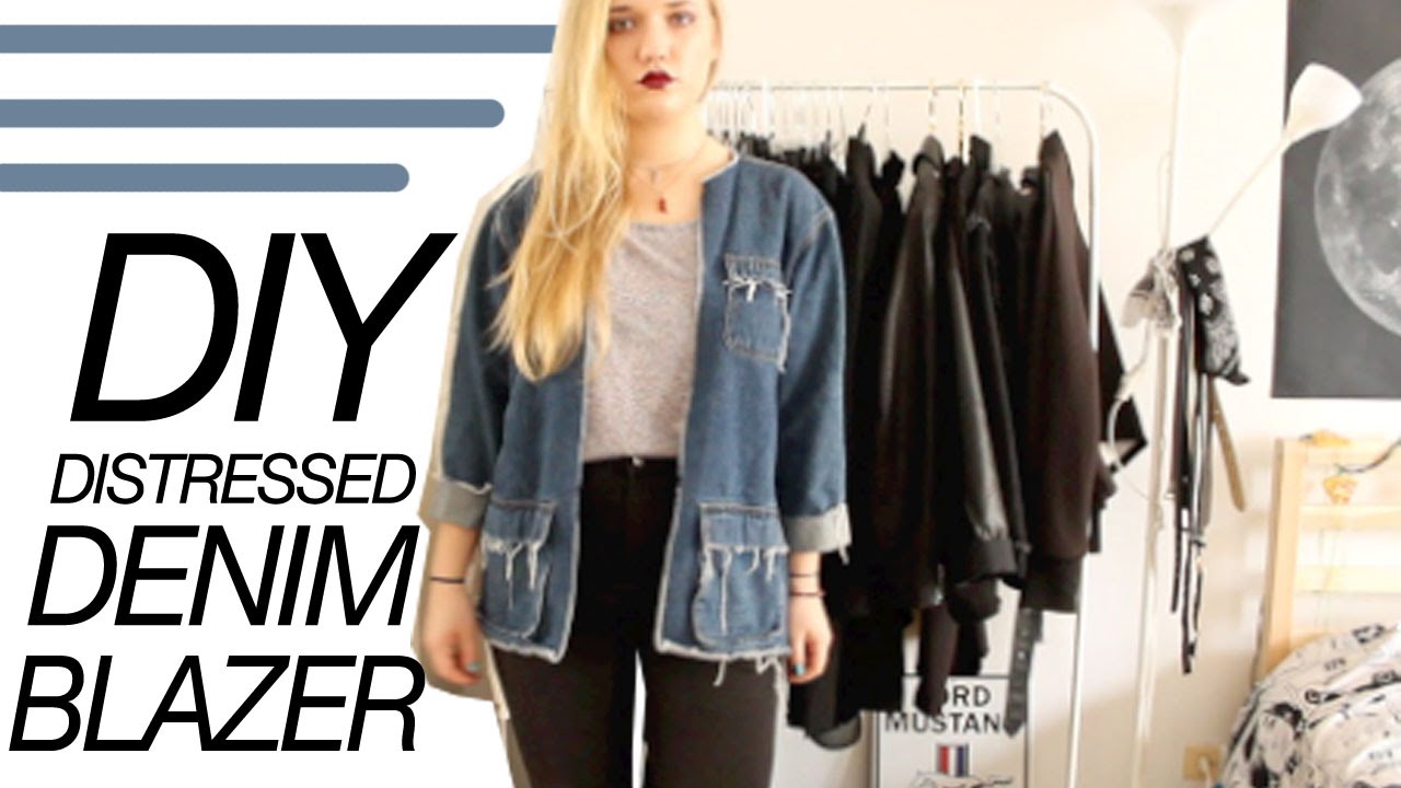 DIY | Distressed Denim Blazer - YouTube