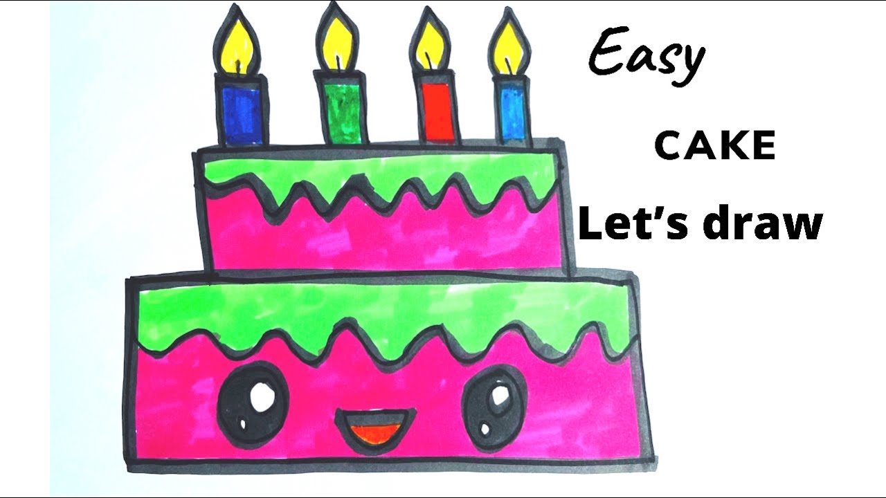 Draw a birthday cake 🎂 |easy cake for kids|легко нарисовать торт| tort ...