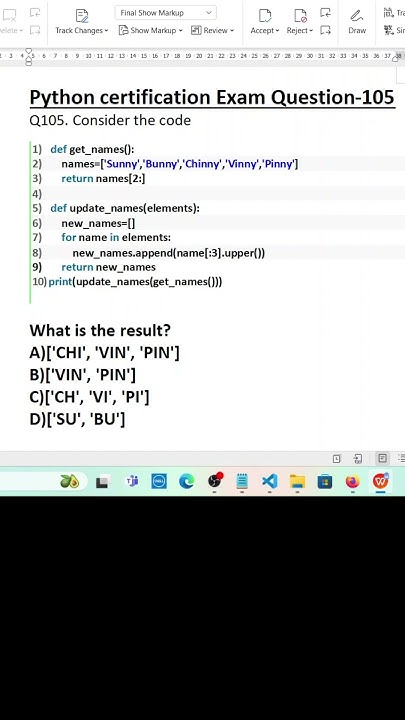 Python certification exam Question-105#shortsfeed #shorts #python #coding #shortsvideo # ...