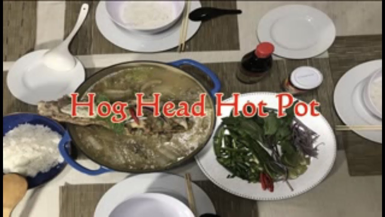 Khmer food Hog head hot pot - YouTube