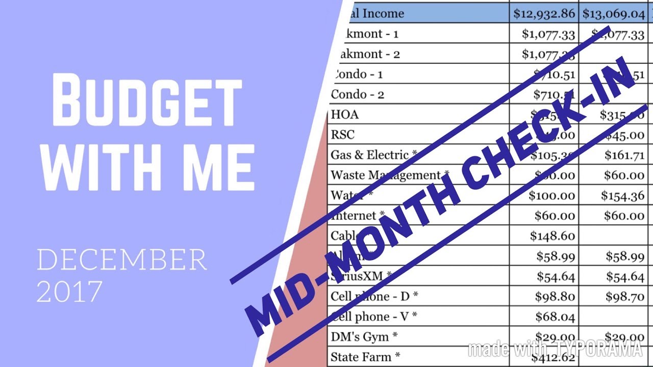 Mid-Month Budget Check-in | December 2017 | Real Numbers - YouTube