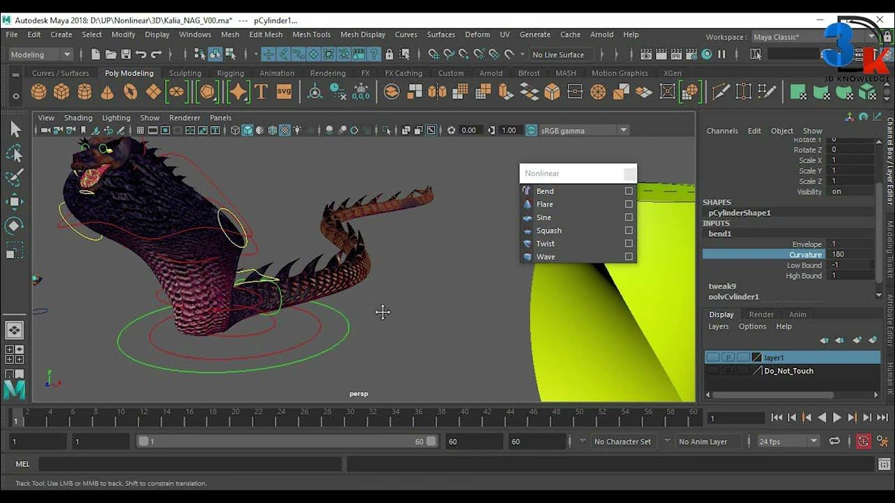 Maya Deformer | Maya Nonlinear Deformer Tutorial | Use Nonlinear Deformer Maya | 3D Knowledge ...