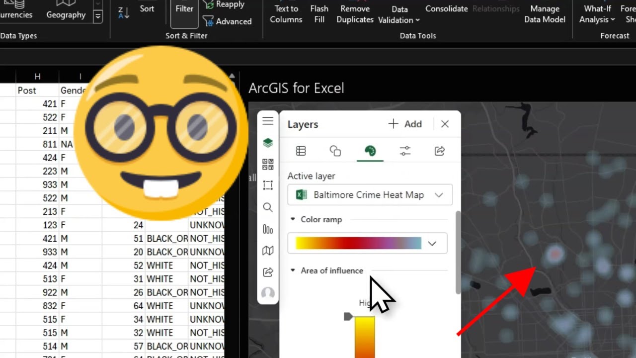 How To Make Heatmap In Excel Arcgis Add In Youtube