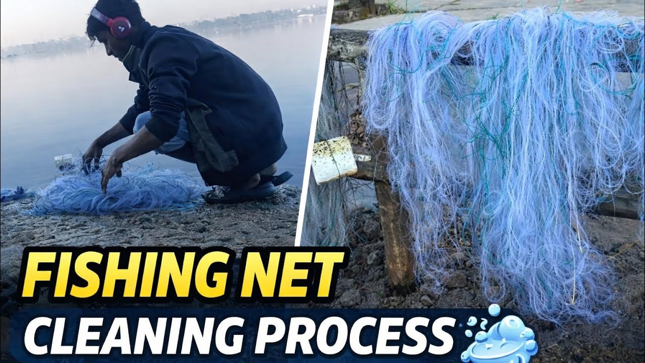 Fishing Net Cleaning Process - YouTube