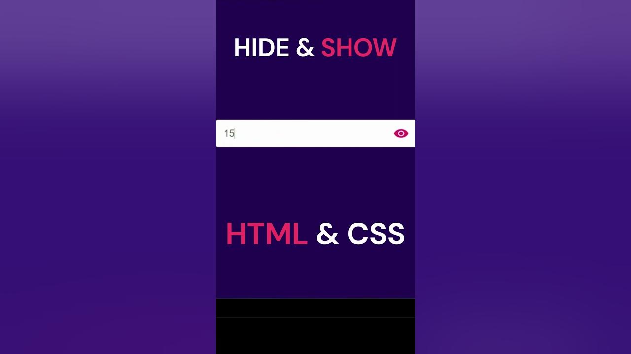 HIDE & SHOW Password Using HTML & CSS | HIDE & SHOW | Password Toggle - YouTube