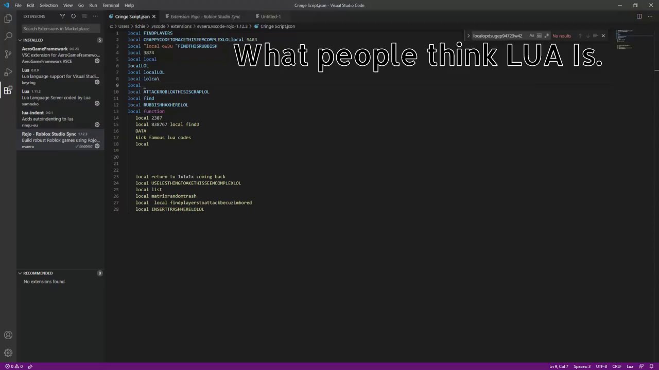 What People Think Roblox LUA in VS Code VS. Reality - YouTube