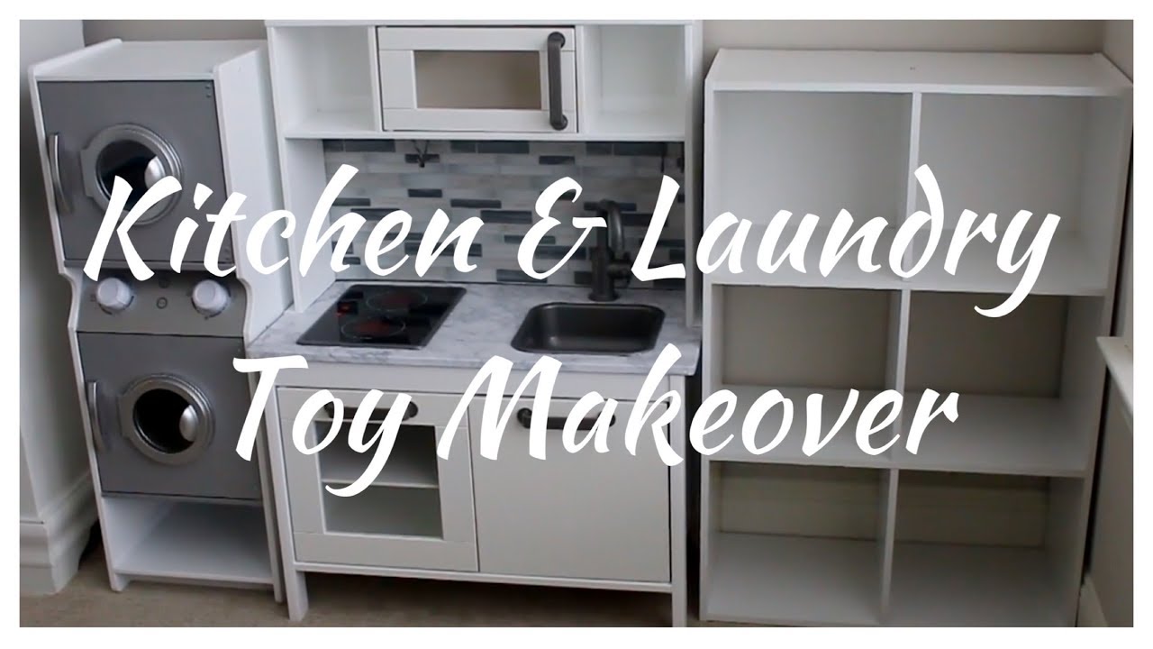 TOY KITCHEN & LAUNDRY MAKEOVER - YouTube