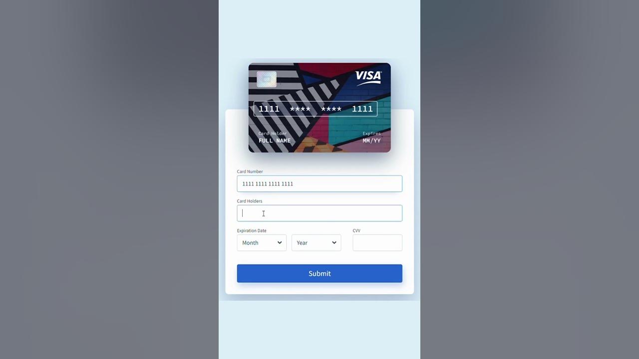 Credit Card Form Using Html Css And Vuejsshorts Ytshorts Html Css Vuejs Javascript