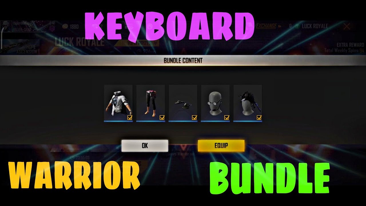 KEYBOARD WARRIOR BUNDLE CLAIMED || FREE FIRE || LUCK ROYALE - YouTube