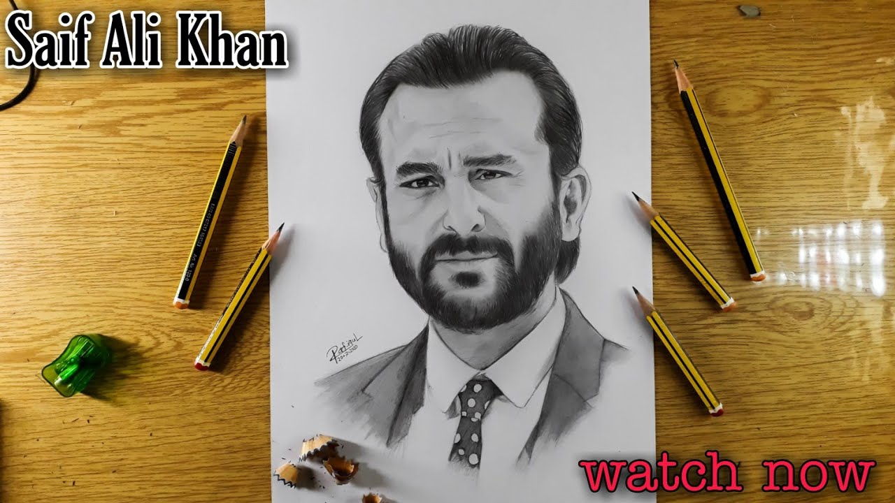 Saif Ali Khan drawing - YouTube