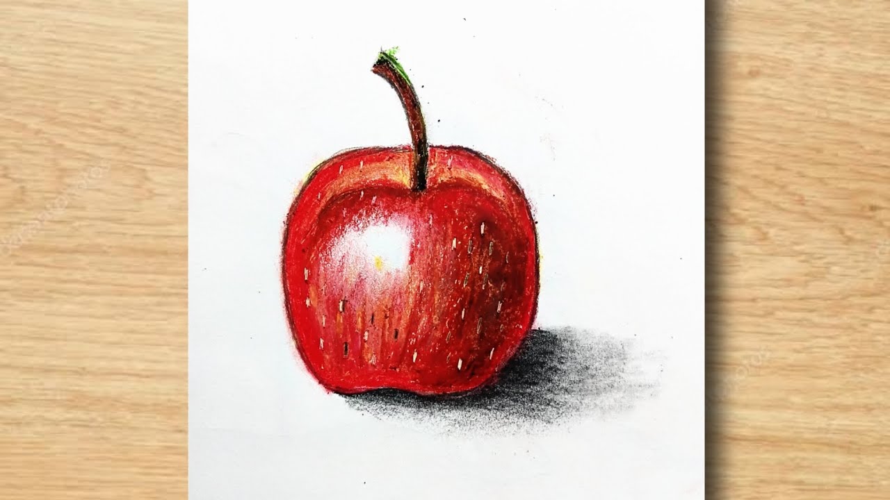 How to draw a Apple drawings with oil pastel colors// Easy drawings for ...