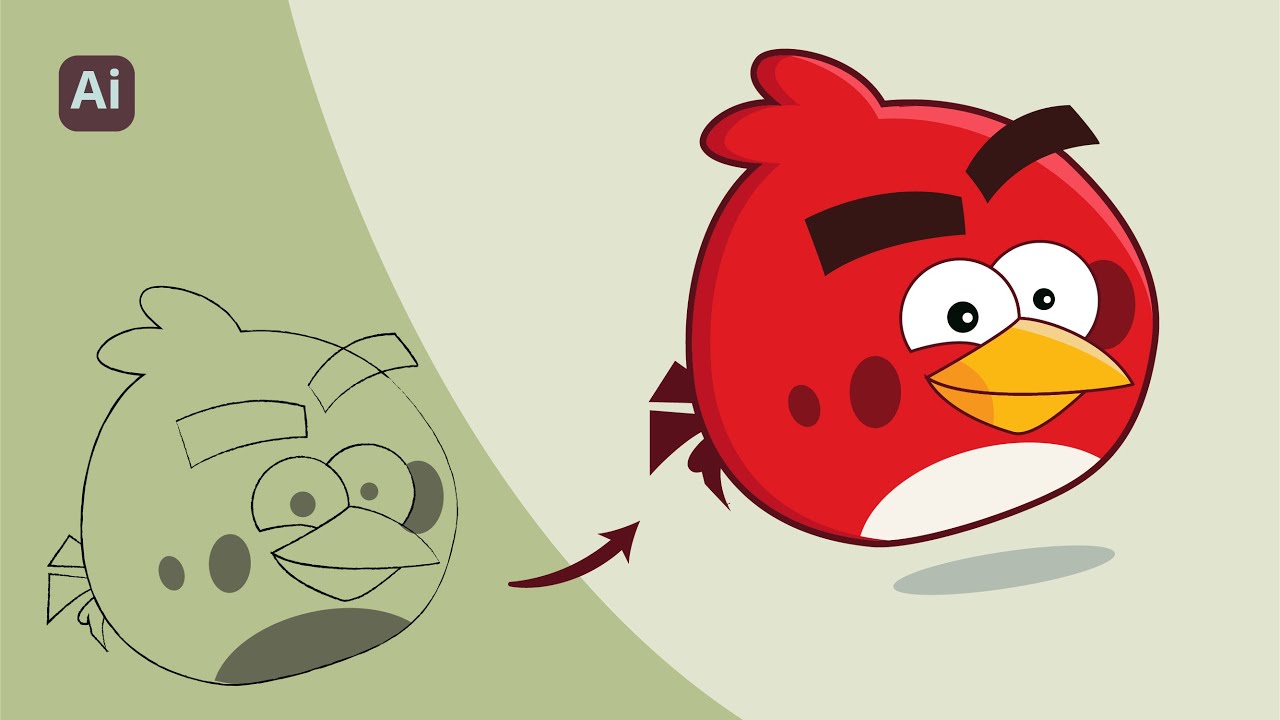 How To Draw Angry Bird in Adobe illustrator - YouTube