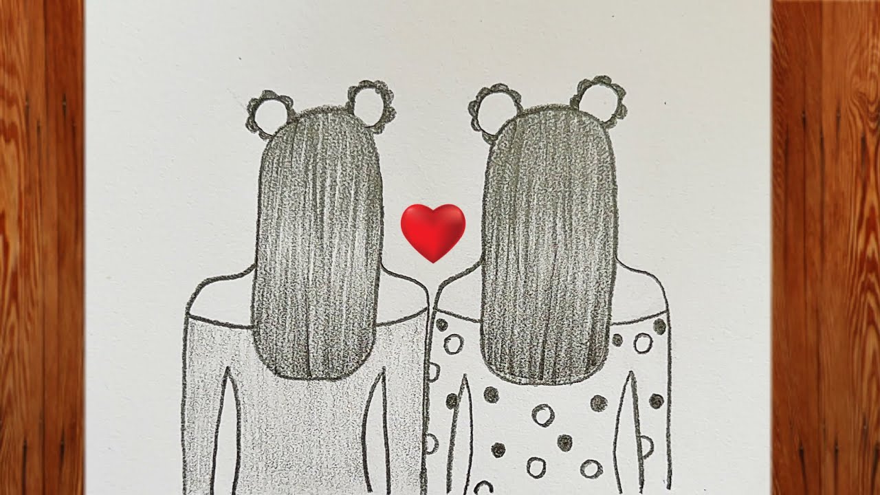 HOW TO DRAW TWO BEST FRIENDS | BFF DRAWING | EASY DRAWINGS - YouTube