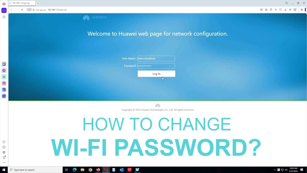 Huawei HG8245H5 Router, How to Change Wireless Wi-Fi Password - YouTube