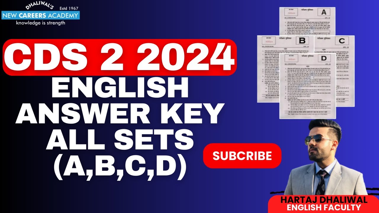 CDS 2 2024 MOST ACCURATE ENGLISH PAPER SOLUTION ANSWER KEY | CDS 2 2024 ...