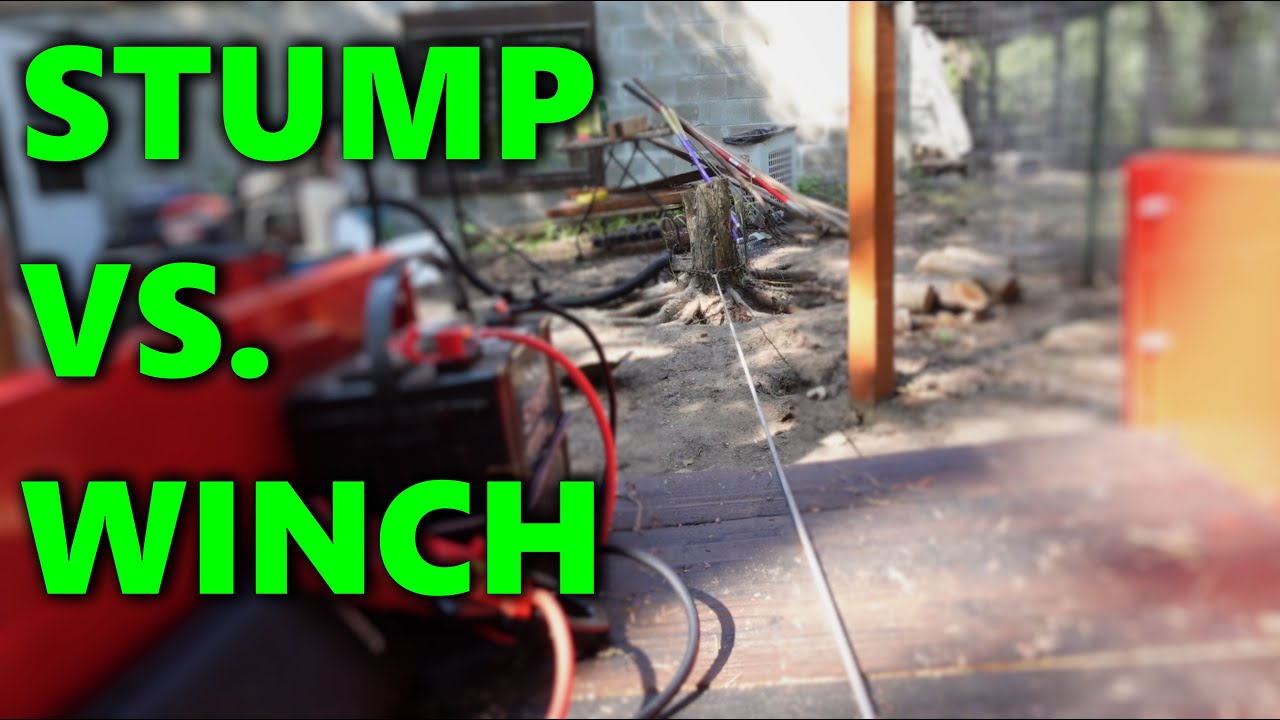Harbor Freight winch vs. Tree stump. - YouTube