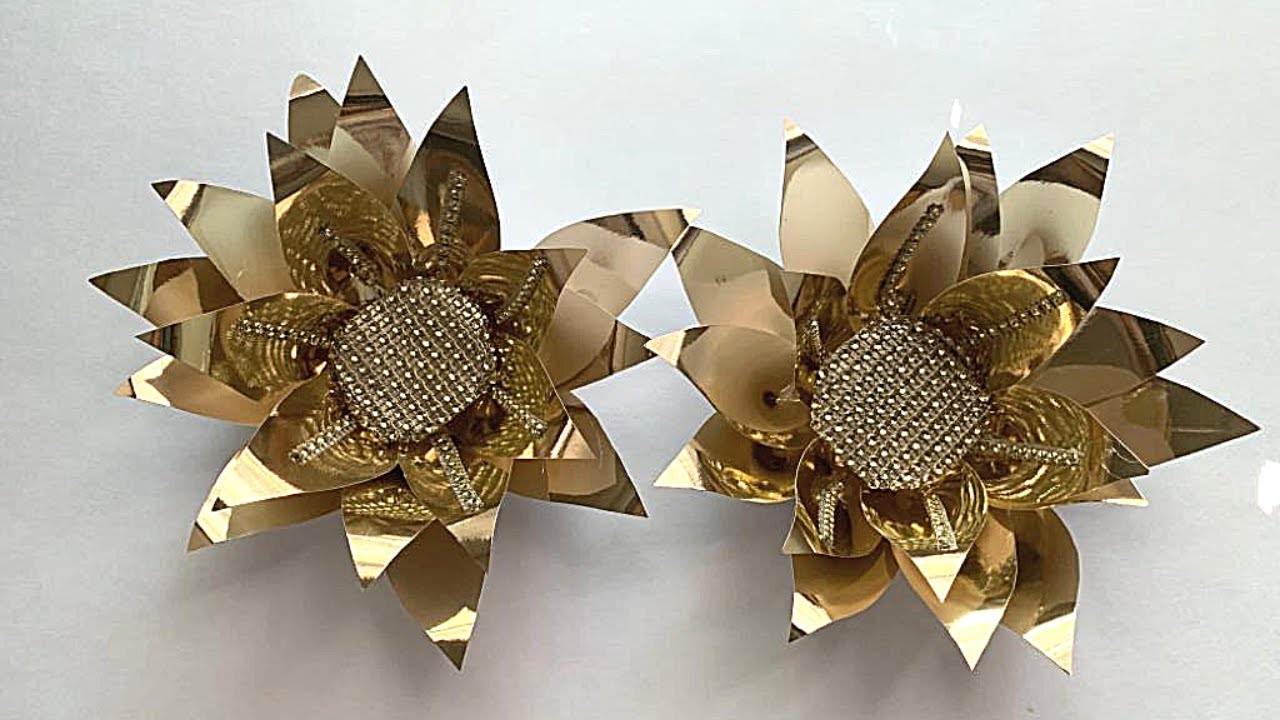 Making Golden flowers for Diwali/ Easy decoration ideas - YouTube