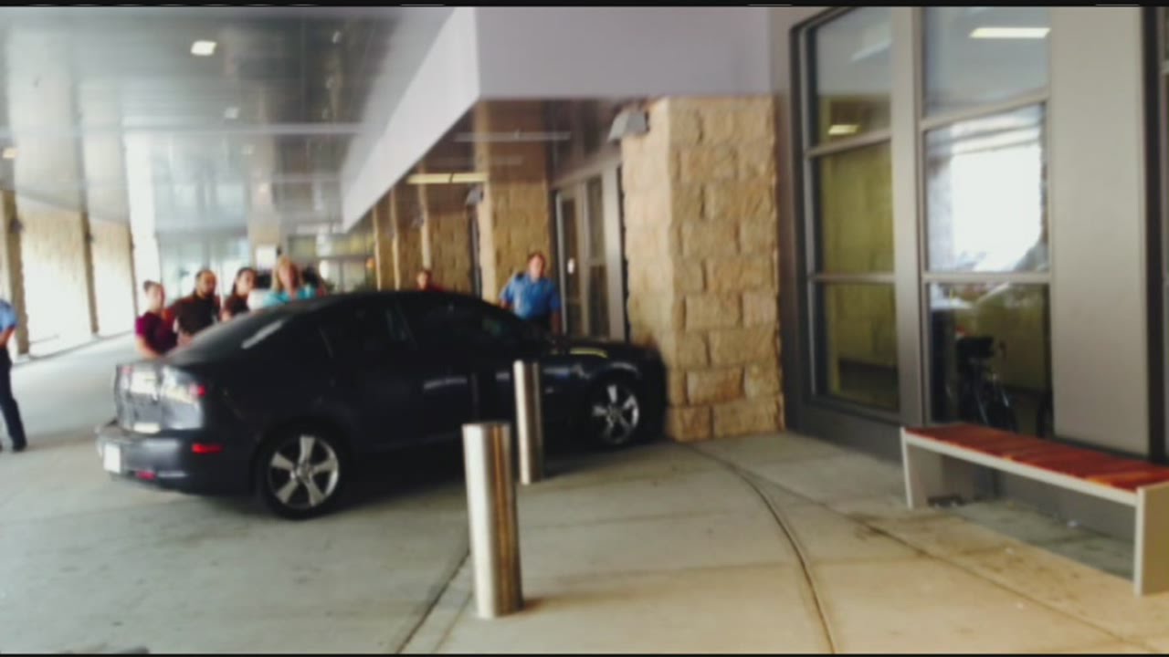 Woman drives car into Baystate Medical Center - YouTube