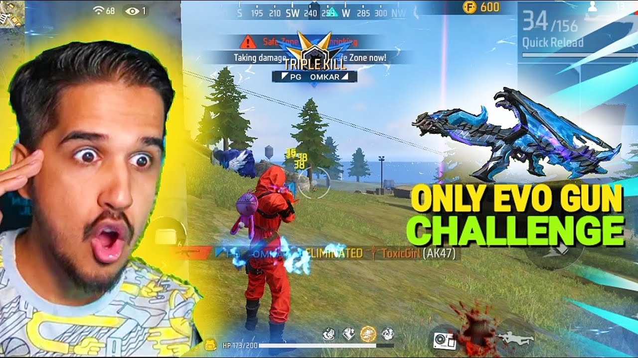 ONLY EVO GUN CHALLENGE IN SOLO RANK MATCH FULL GAME PLAY 🎮 5 KILLS !! OMKAR FF - GARENA FREE ...