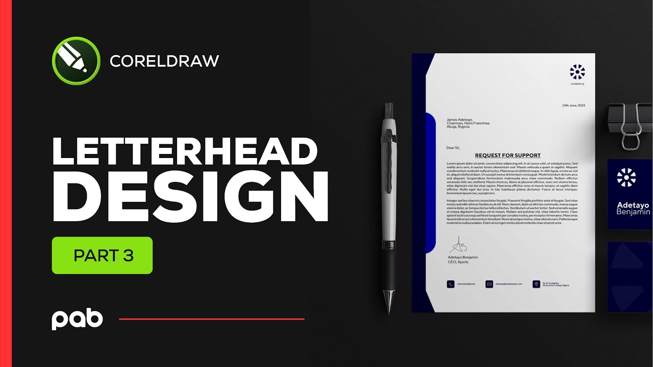 Create Modern Letterhead Design in CorelDRAW | Part 3 - YouTube