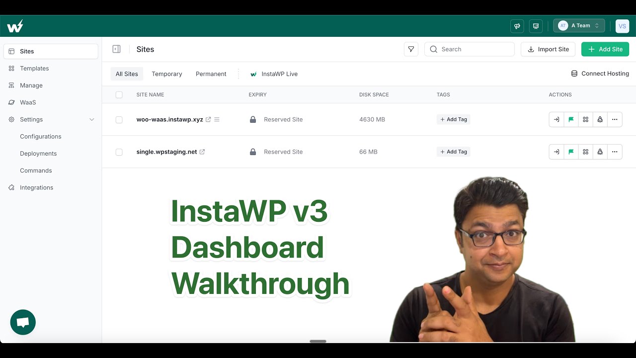 Walkthrough of the InstaWP v3 Dashboard - YouTube