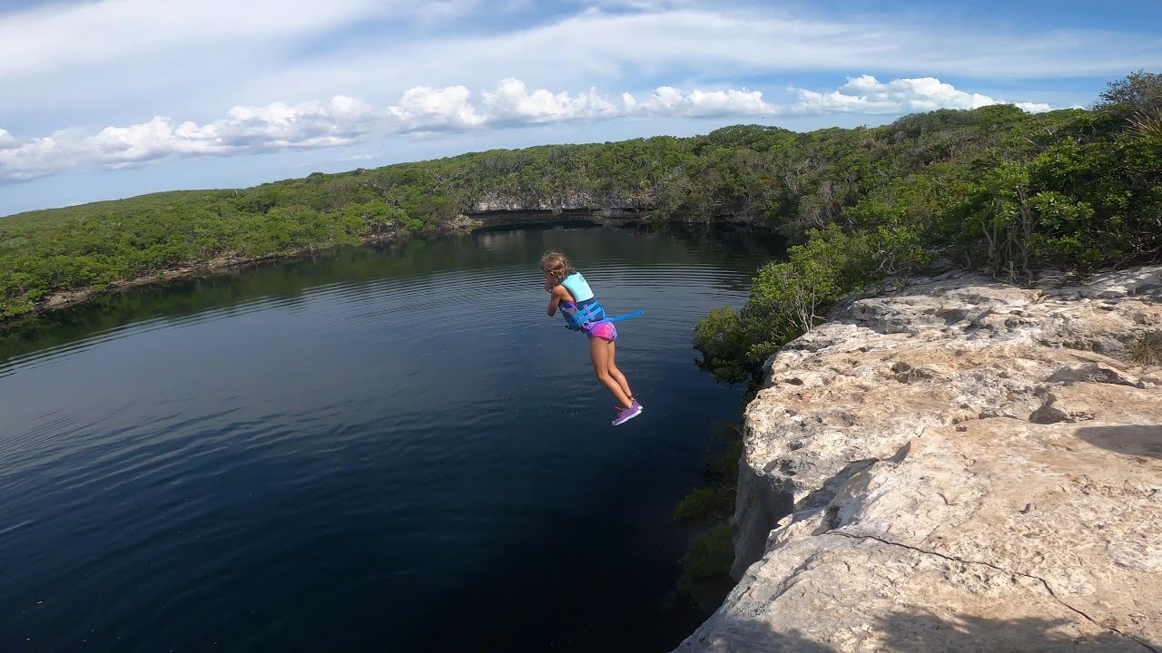 S1 Episode 5: Sailing Berry Islands, Bahamas. kids Cliff jumping into a ...