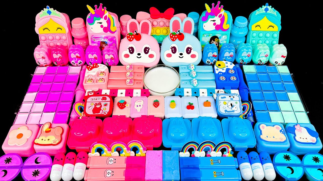 🎀 PINK vs BLUE RABBIT, UNICORN SLIME 💙 | 30 Minutes Satisfying Slime ...