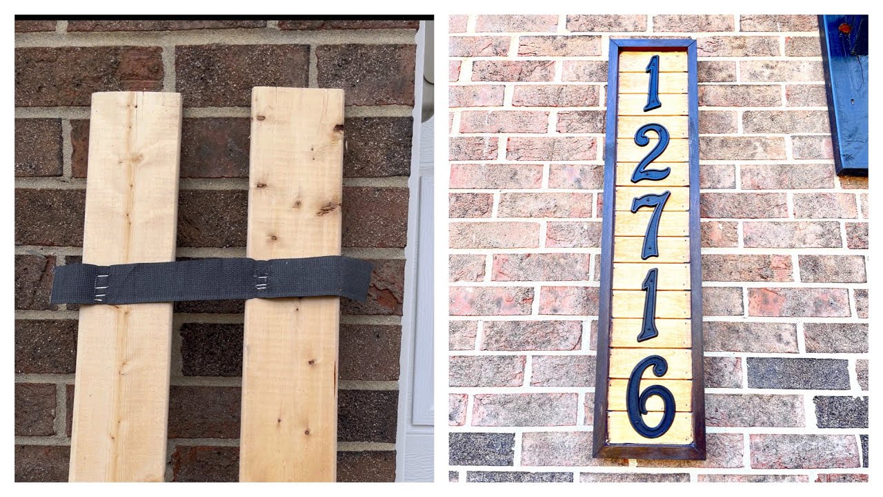 DIY How to make a house number sign from your leftover bed slats - YouTube