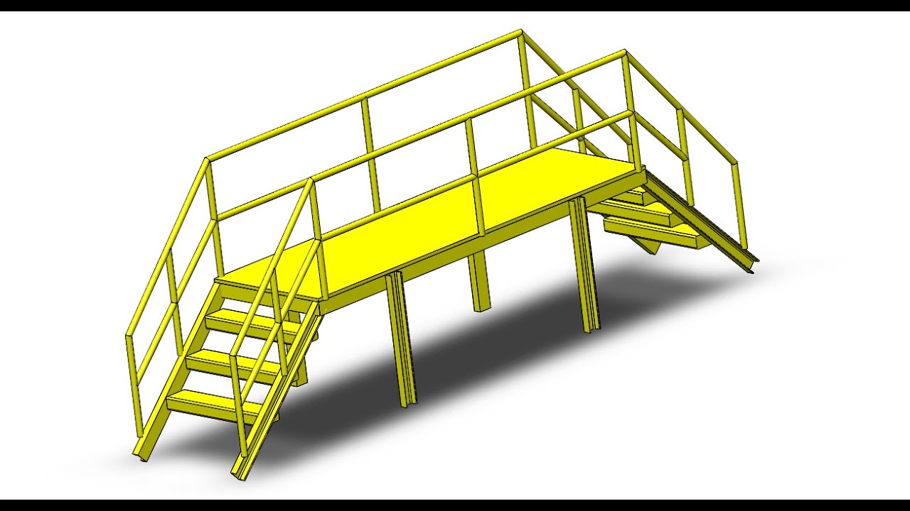 Model of Steel Stair by SolidWorks - YouTube