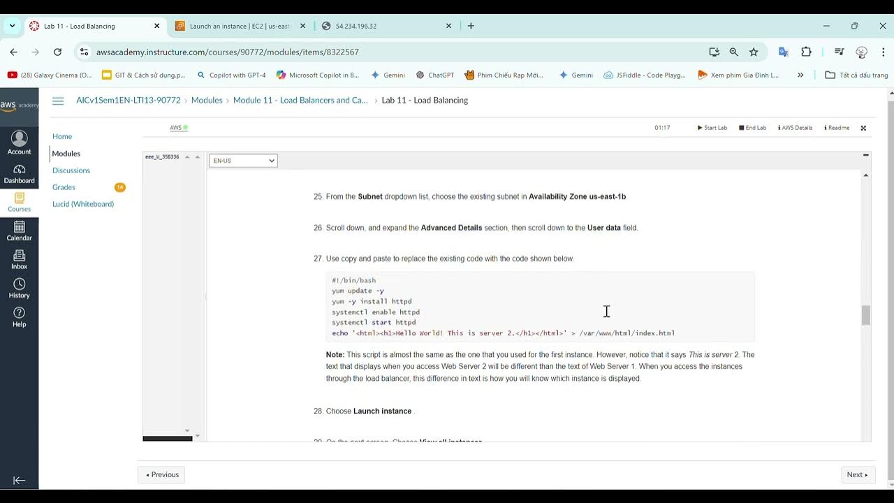 Module 11 - Load Balancers and Caching Lab 11 - Load Balancing LeAnhTu 221104553 - YouTube