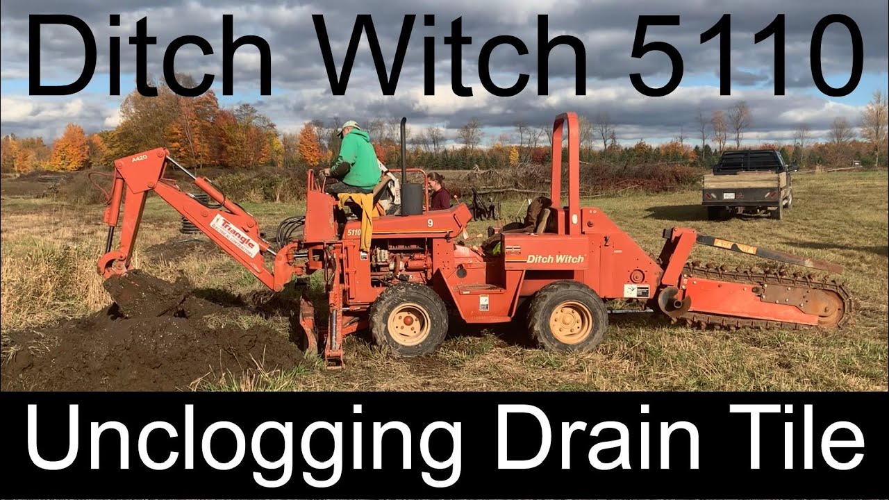 Ditch Witch 5110 helping to unclog drain tile - YouTube