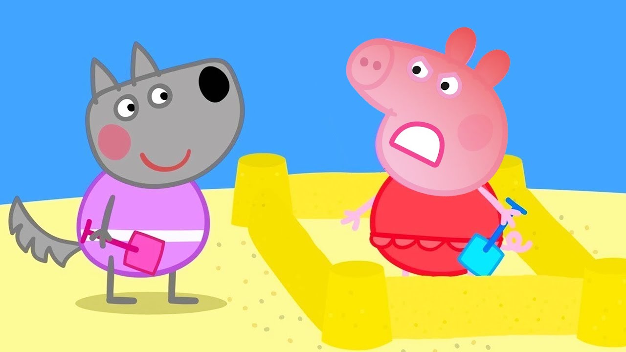 Who ruins Peppa Pig Sandcastle At The Beach | Cartoons for Kids | Fun ...