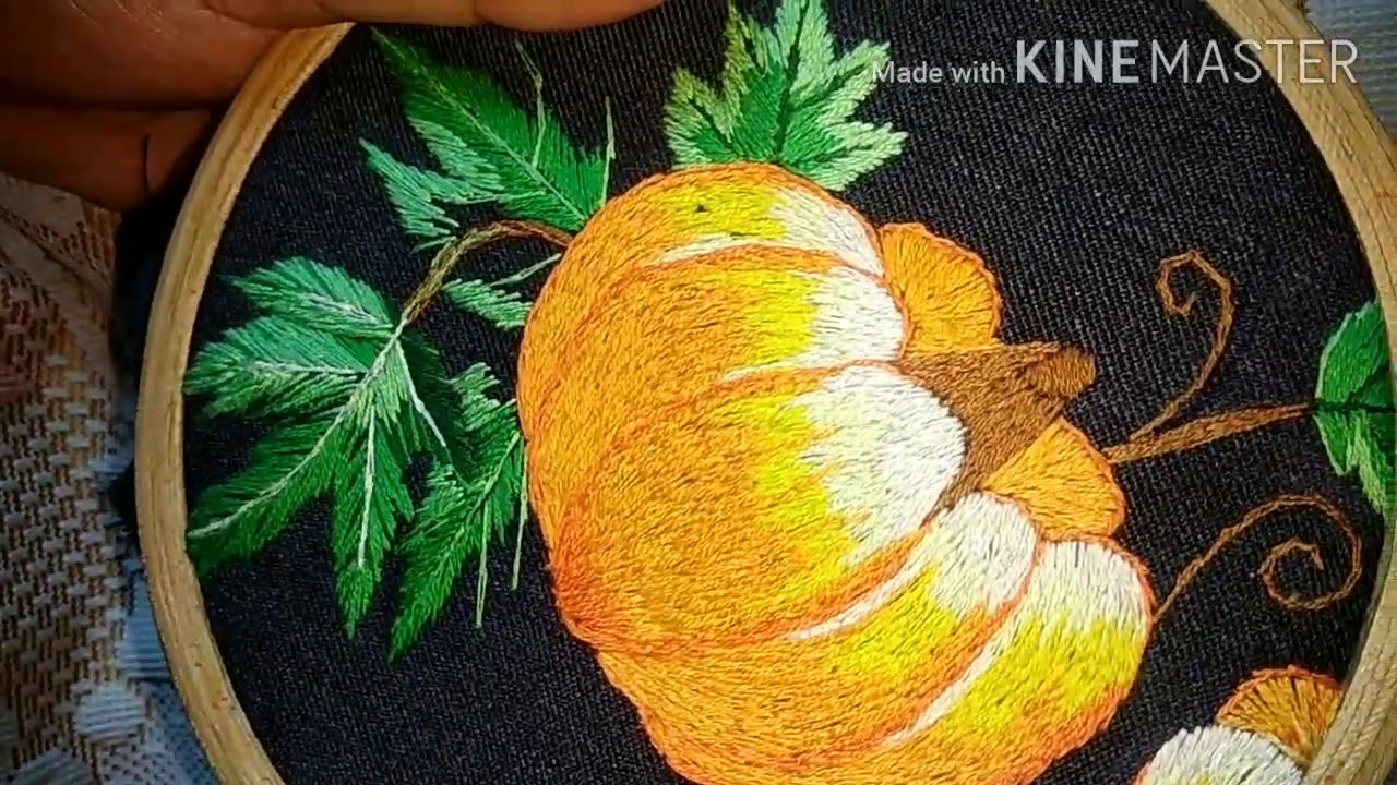 Pumpkin embroidery design (hand embroidery) 🎃 - YouTube