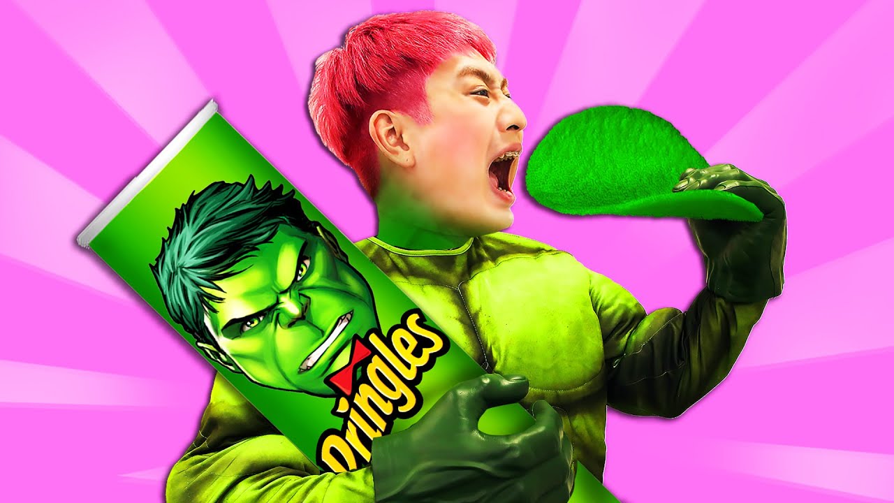 프링글스를 먹으면 무엇으로 변할까요?! 강이의 다양한 프링글스 말레피센트 플래시 헐크 겨울왕국 히어로 Making ...