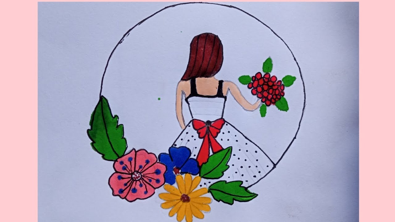 How to draw a beautiful girl back side ||girl drawing with circle ...